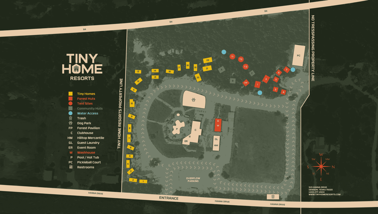 1 THR Property Map – Tiny Home Resorts